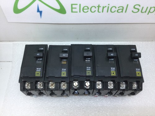 Lot of 5 - Square D QO240 2 Pole 40A 120/240VAC Type QO Circuit Breaker ...