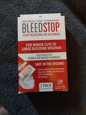 BLEEDSTOP (2PK) 20g packets: Stop Bleeding in Seconds! Home First Aid ...
