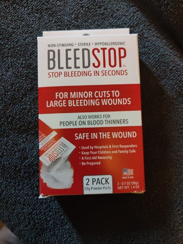BLEEDSTOP (2PK) 20g packets: Stop Bleeding in Seconds! Home First Aid ...