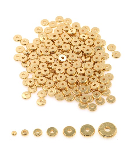 100pcs 18K Gold Filled Tiny Dis Flat Round Spacer Beads,Bracelet Beads ...