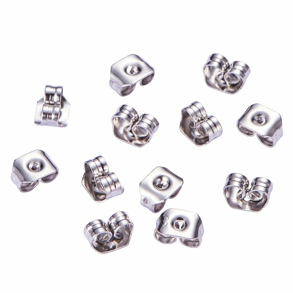 100x Stainless Steel Butterfly Earring Back Nut Earnut Clasp Stopper ...