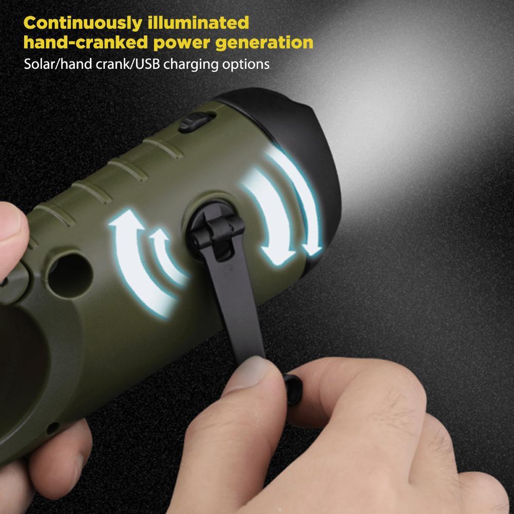 3Pcs Solar Torch LED Hand-cranked Flashlight Emergency Power Bank ...