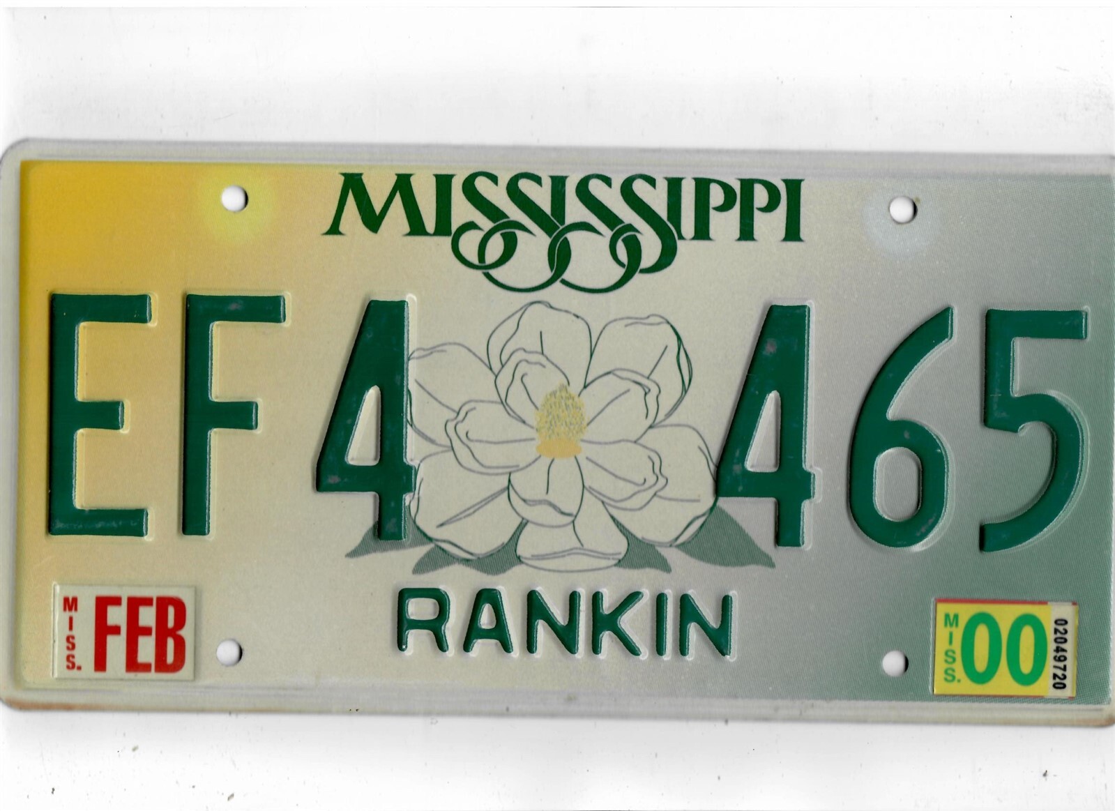 MISSISSIPPI 2000 license plate "EF4 465" ***RANKIN*** | eBay