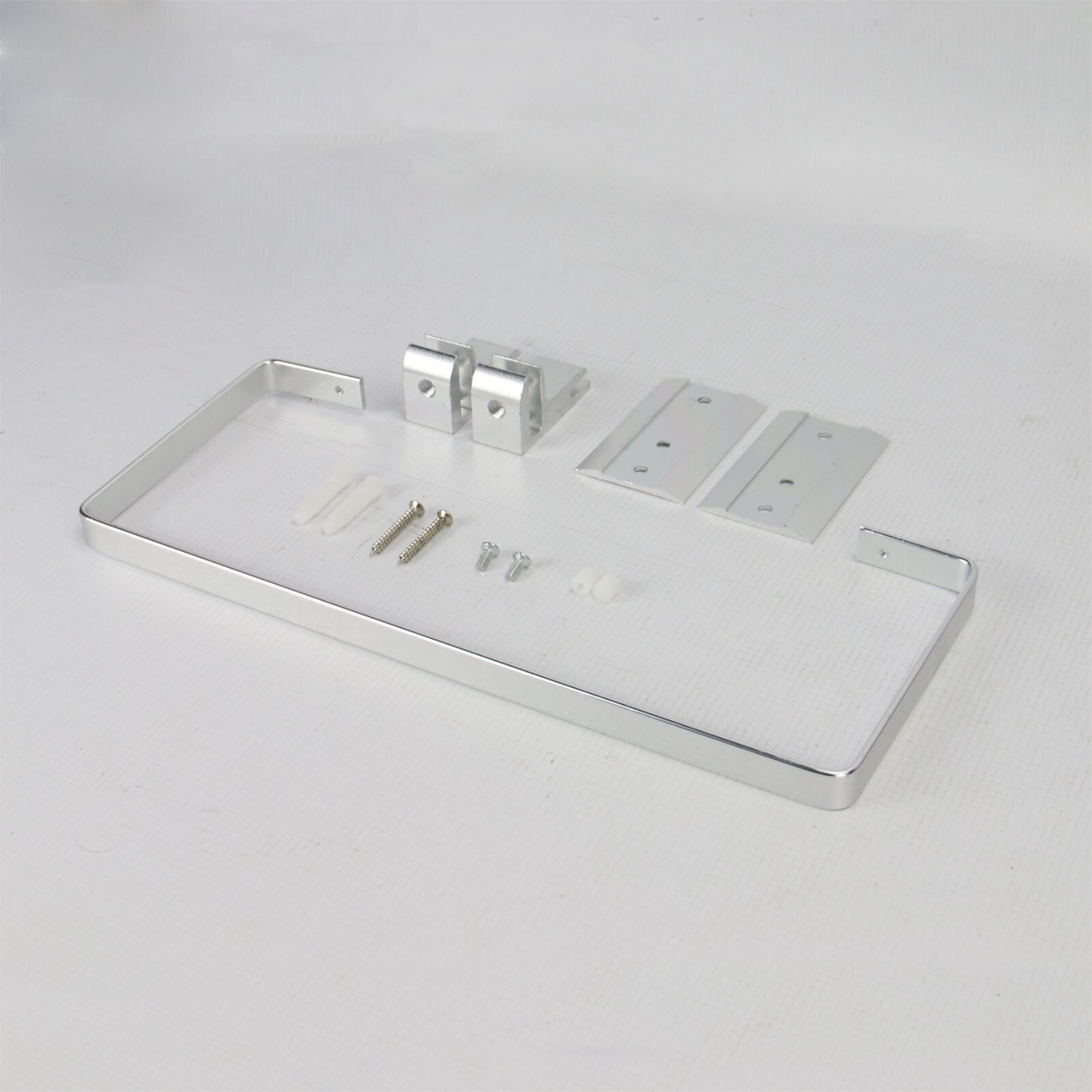 Tempered Glass Shelf with Aluminium Rail 1 Tier Wall Mounted Bathroom ...