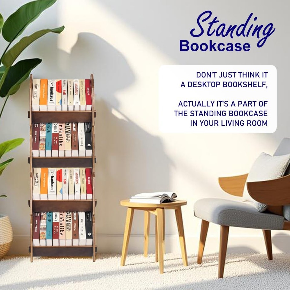 2 Pack Desktop Bookshelf, Stackable Book Organizer with Handle, storage ...