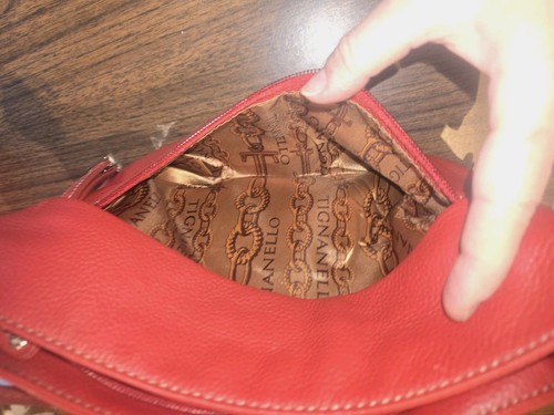 Tignanello Red Leather Crossbody Bag Built in Organizer Wallet Purse ...