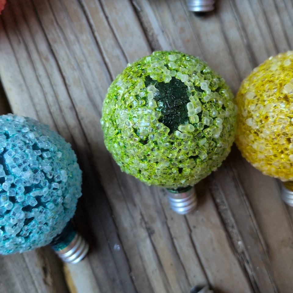 Vintage Lot 20 Ice Frosted Sugar Round Snowball Christmas Light Bulbs ...