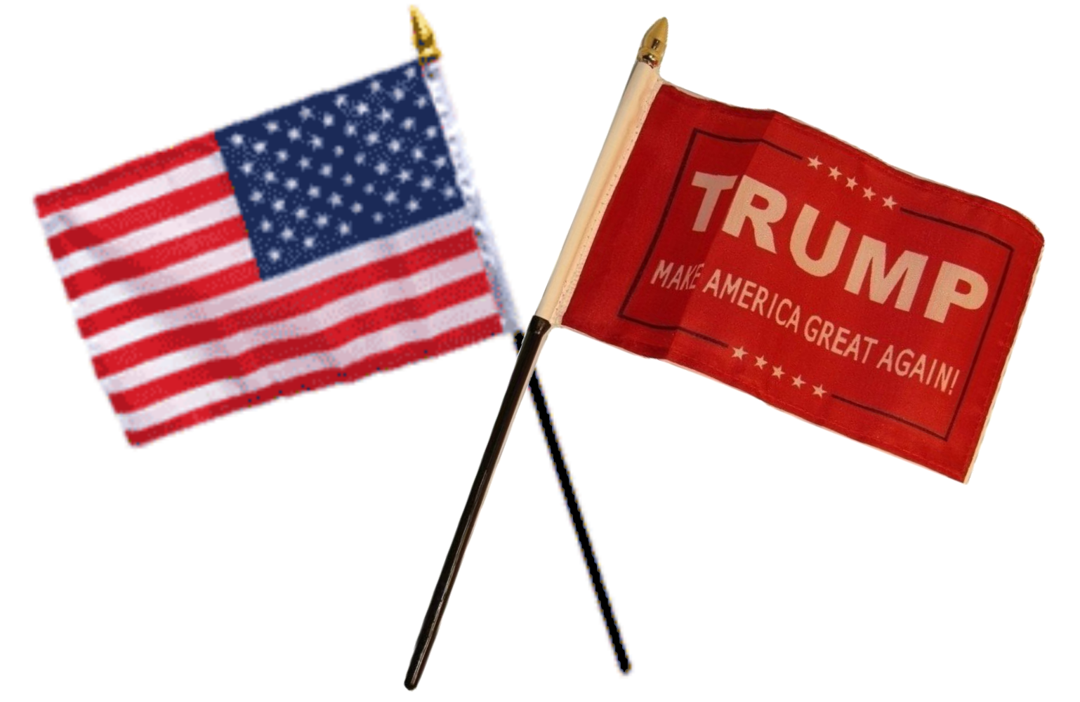 USA American & President Trump Red Flags 4"x6" Desk Set Table Gold Base ...