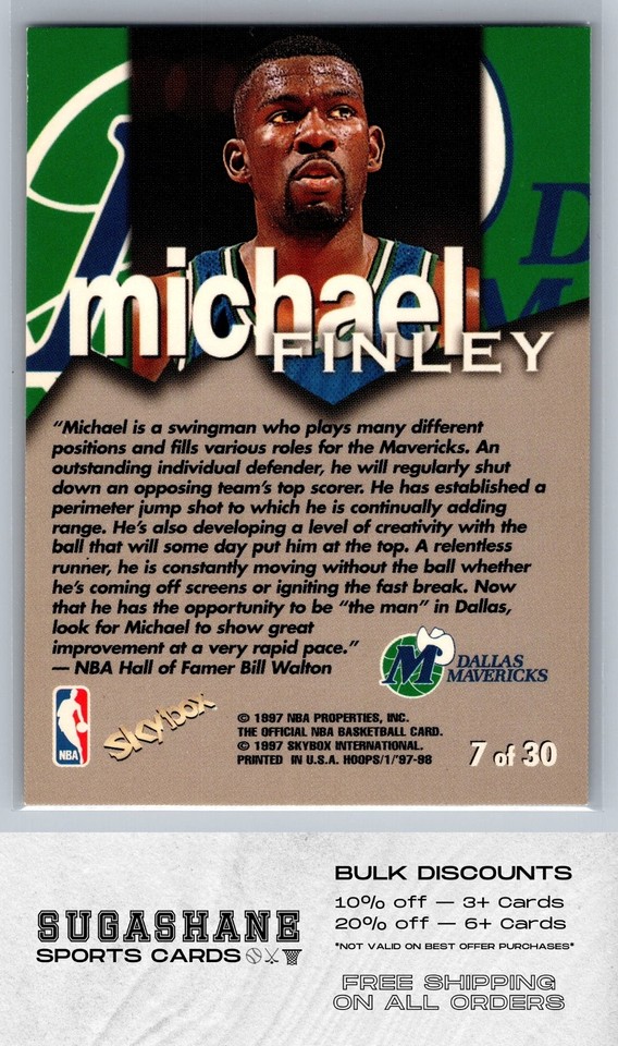 1997 Hoops 7 Michael Finley Dallas Mavericks Basketball Card | eBay