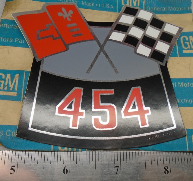 NOS 1970 1972 Corvette Chevelle 454 Cross Flags Air Cleaner Decal ...