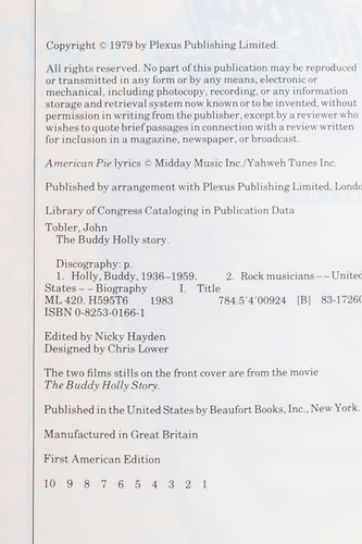 The Buddy Holly Story By John Tobler Book 1979 Rock Musician Biography ...
