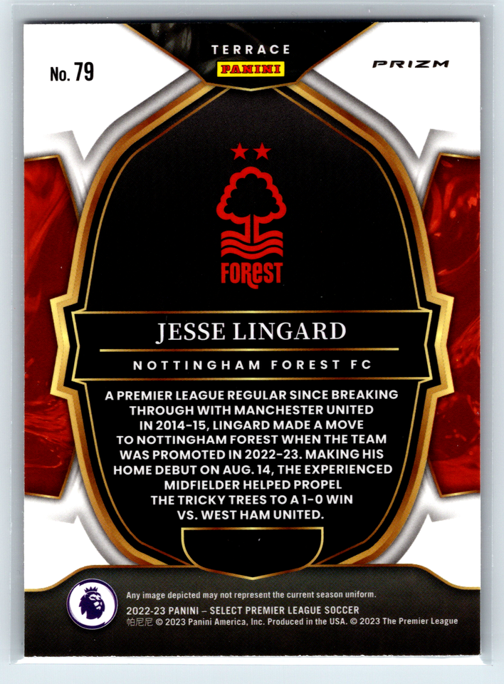 Jesse Lingard 2023 Panini Select Premier League Red Ice #79 Nottingham ...