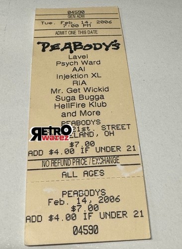 Lavel Concert Ticket Stub 2006 insane clown posse soopa villains esham ...