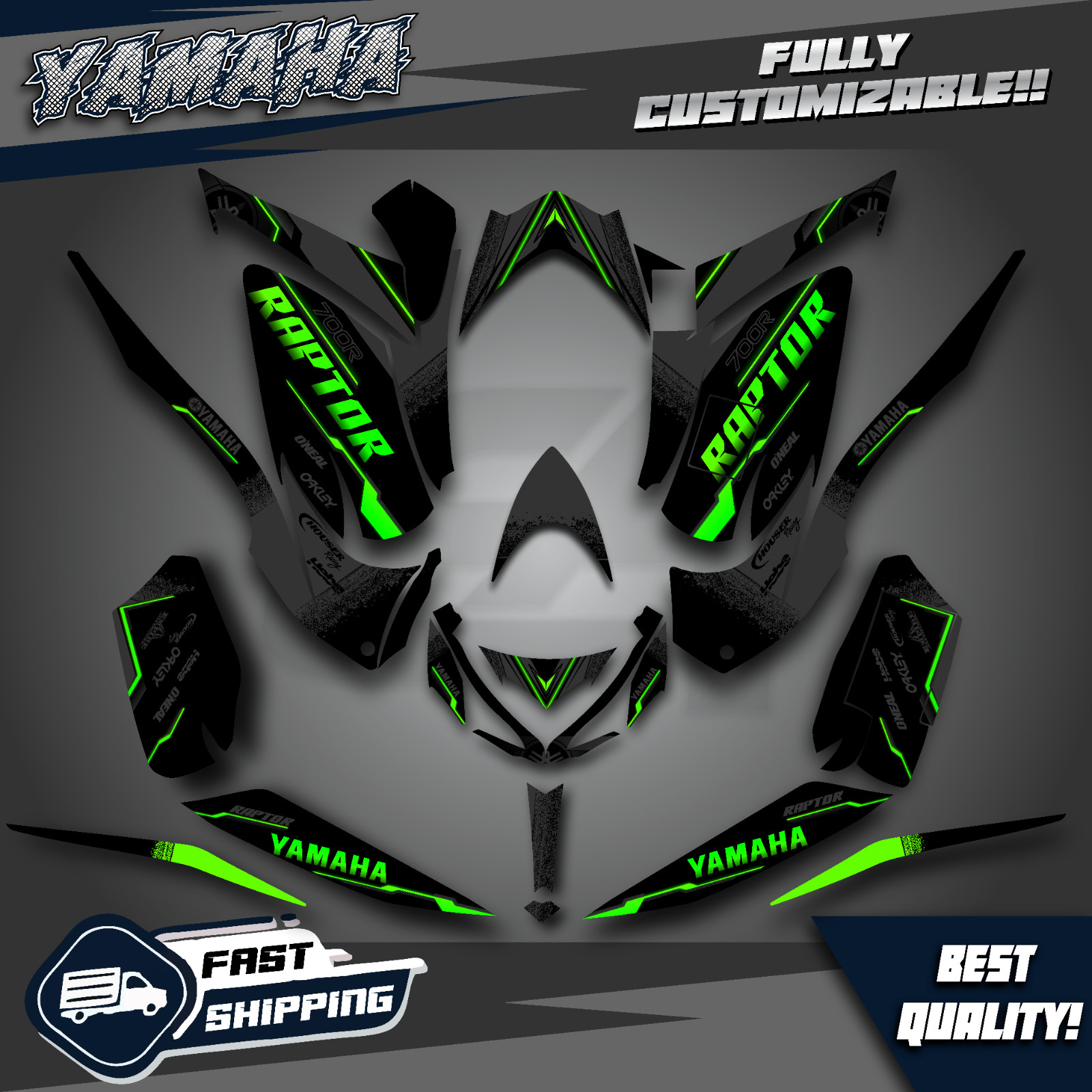 Yamaha Raptor 700 700R graphics kit 2013 2018 2020 to 2023 decals ...