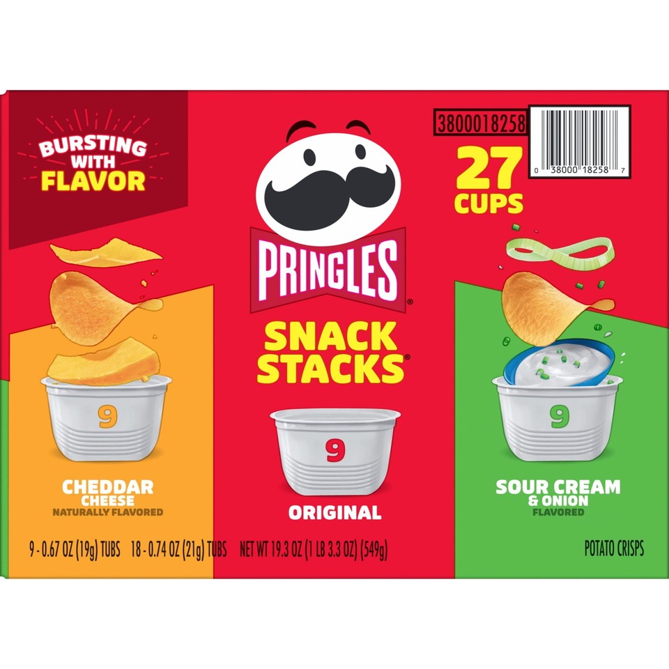 Pringles Snack Stacks Variety Pack Potato Crisps Chips, Lunch Snacks ...