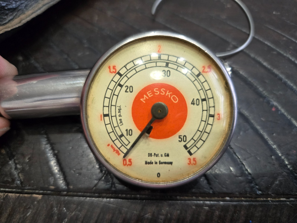 Vintage Messko Chrome Tire Pressure Gauge w/ Case Germany Works Porsche ...