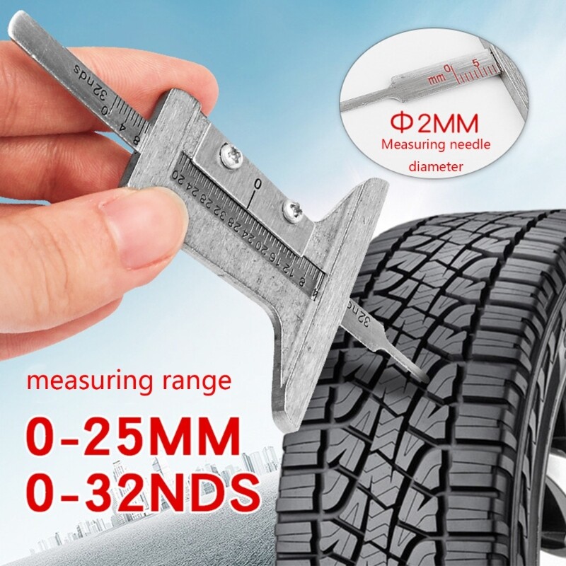 0-25mm Auto Car Wheel Tread Depthometer Depth Indicator Ruler Tread ...