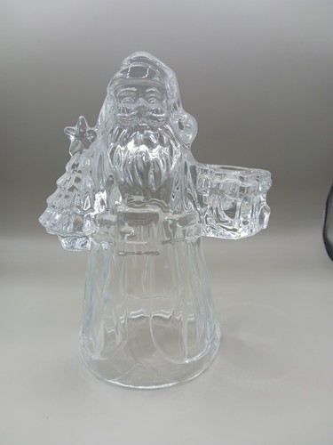 Vintage 24% Heavy Lead Crystal Santa Claus Table-Top Taper Candle ...