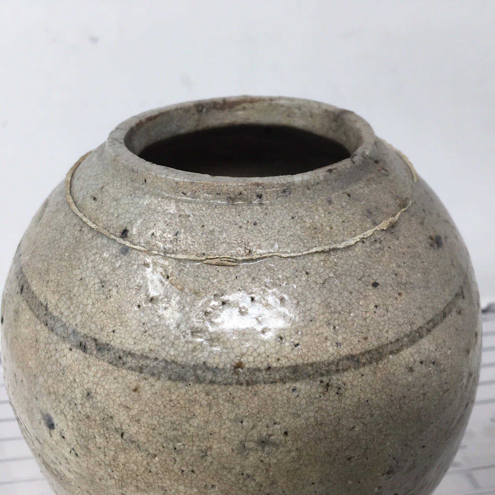 Fine Antique Chinese Gray Beige Glazed Pottery Ginger Jar Qing Ming ...