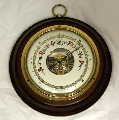 Barometer Made in Germany Wood Mounted Weather Stormy/Rain/Change/Fair ...