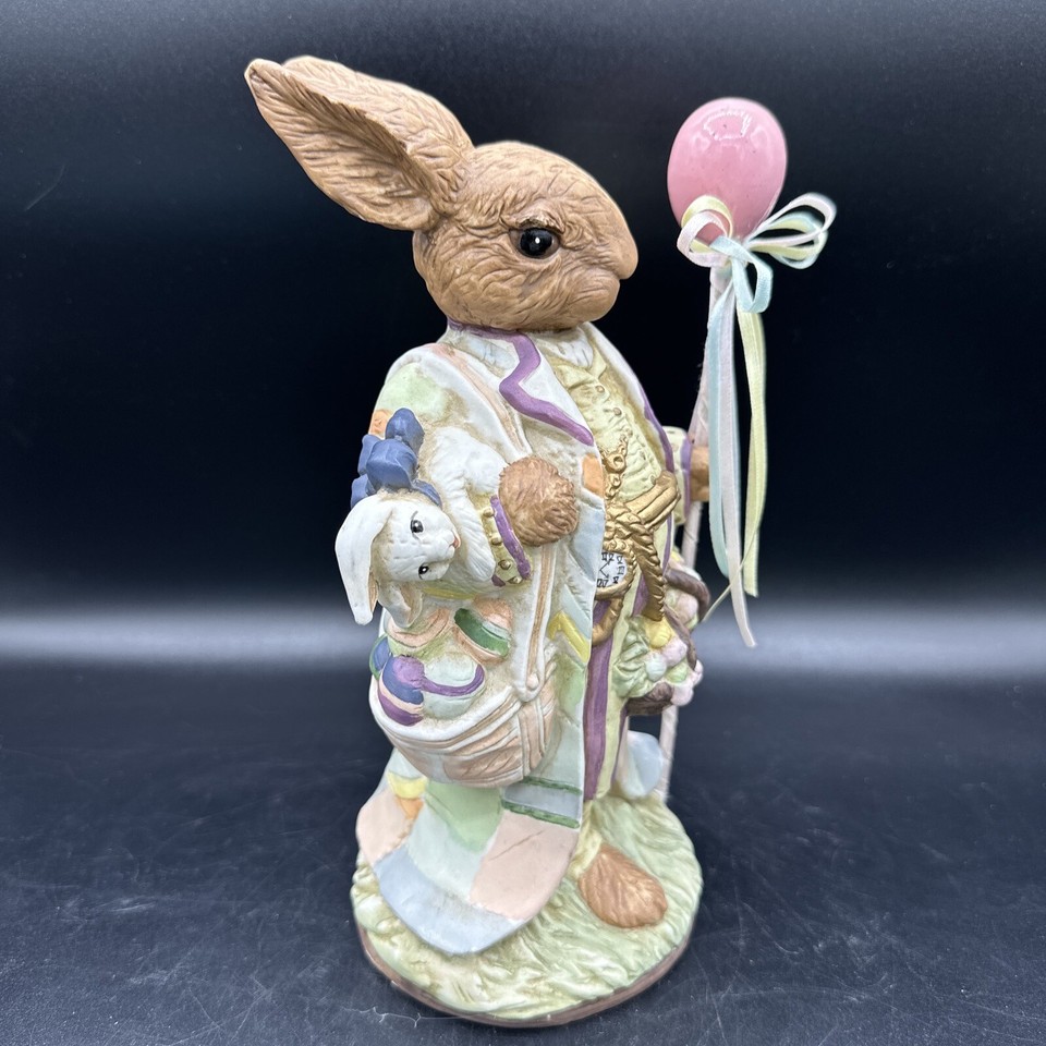 Spring Collection 9" Patchwork Bunny Rabbit with Music Box Easter 1992 ...