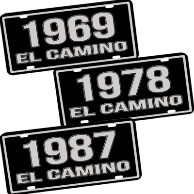 Compatible w El Camino Pickup 1959 - 1987 Black Silver Aluminum License ...