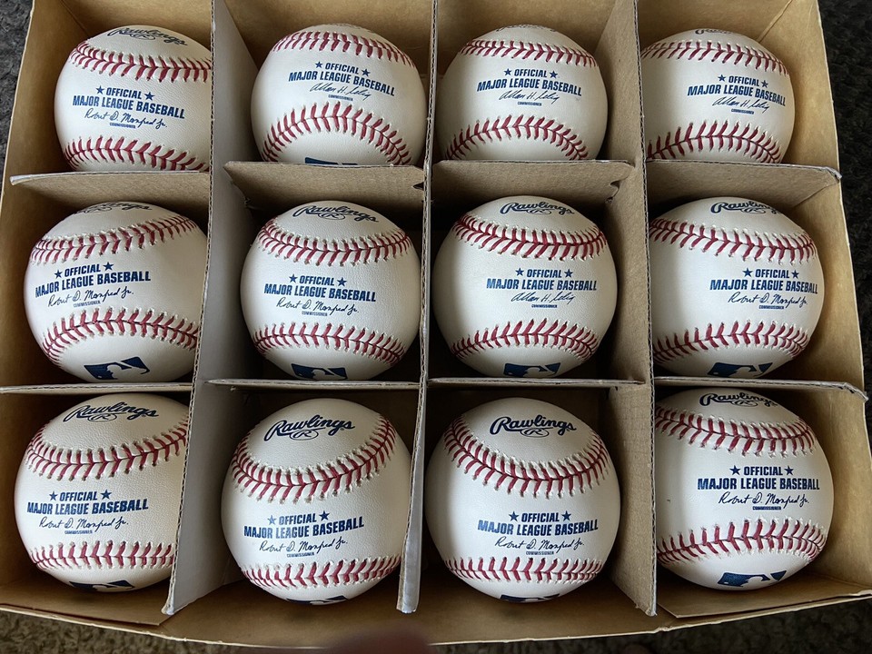 One Dozen Twelve (12) SIGNED MLB Rawlings Major League Baseball Lot ...