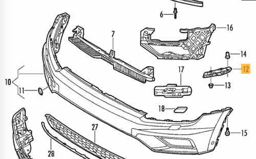 5NN807050 VOLKSWAGEN GENUINE OEM TIGUAN FRONT RIGHT BUMPER GUIDE ...