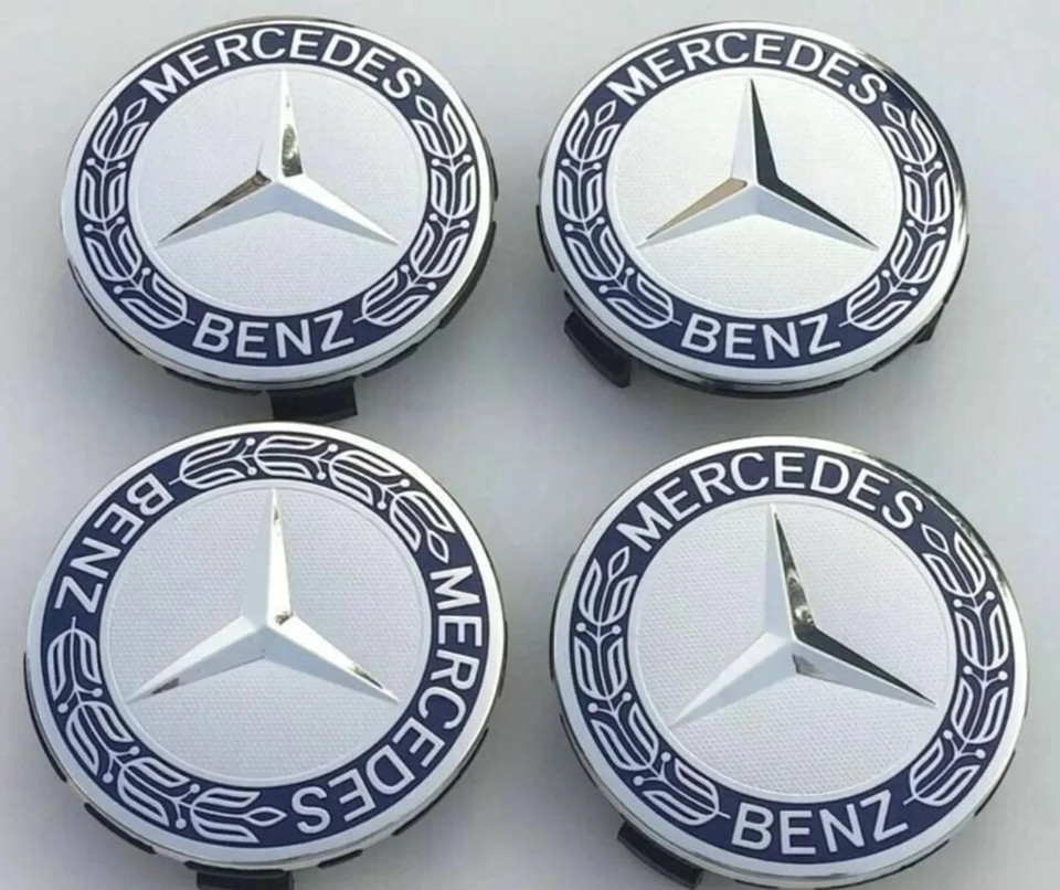 4PCS Mercede s Benz Wheel Rim Cover HubCaps 75mm Dark Blue Badge Emblem ...