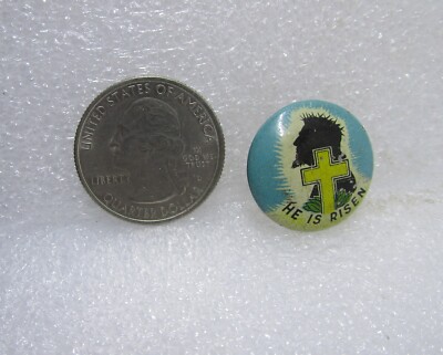 Vintage He Is Risen Religious Button Pin | eBay