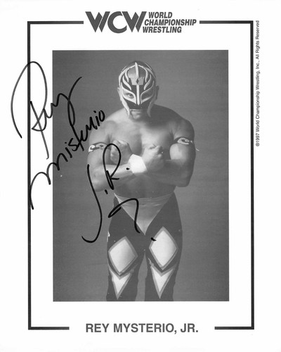 1997 WCW REY MYSTERIO JR. Signed Publicity Photo Print Wrestling Rare ...