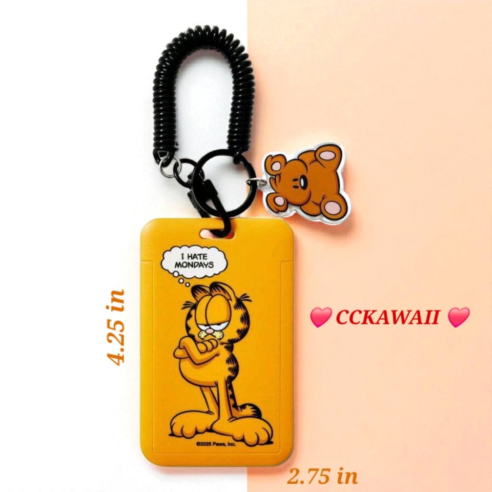 Super Cool Garfield ID / Badge / Card Holder, Keychain, Bag Pendant | eBay