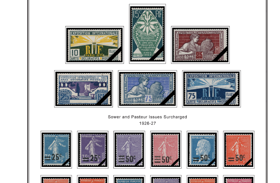 COLOR PRINTED FRANCE 1849-1939 STAMP ALBUM PAGES (29 illustrated pages ...