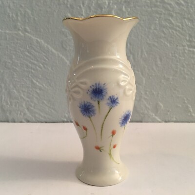 LENOX PORCELAIN Blue Spring Flowers BUD VASE Gold Trim 5" Tall | eBay