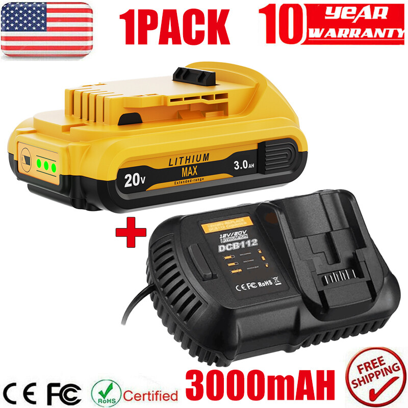 20V FOR DEWALT 20 Volt MAX Lithium-Ion Battery DCB207 /Charger DCB203 ...