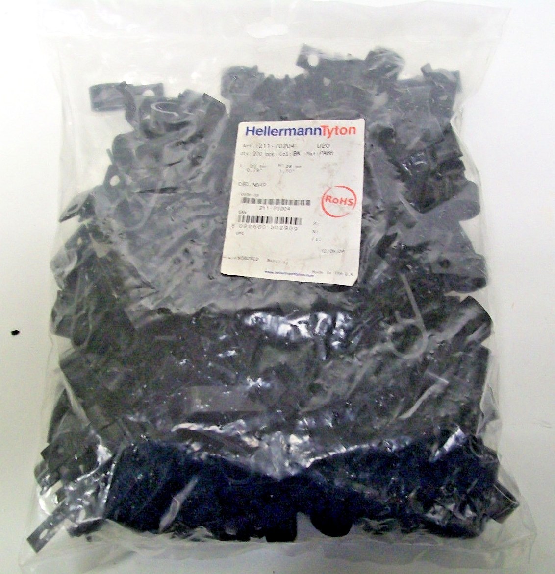 (Bag of 200) Hellermann Tyton D20L4 Black Plastic Screw Mount Clips | eBay