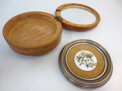 Round Hinged Mirror Box With Art | eBay