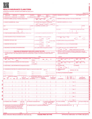 Brand NEW CMS 1500 HCFA Health Insurance Claim Forms (Version 02/12 ...