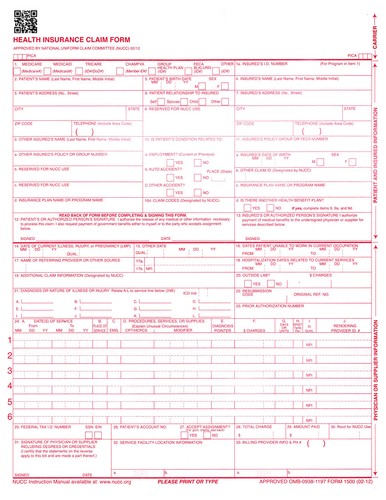 Brand New HCFA 1500 Claim Forms - HCFA (Version 02/12) (250 Sheets) | eBay