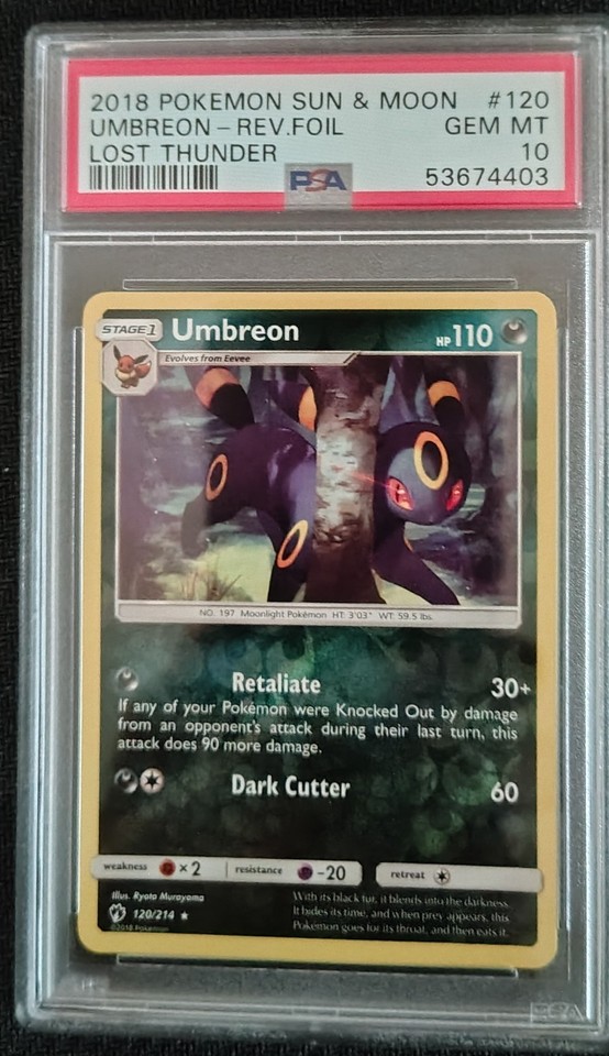 Umbreon 120/214 Sun And Moon Lost Thunder Reverse Holo Card PSA 10 Pop ...