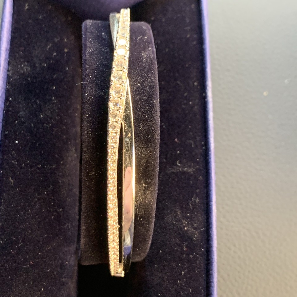 Swarovski Hyperbola Bangle Rhodium White Crystals Small 5572725 | eBay UK