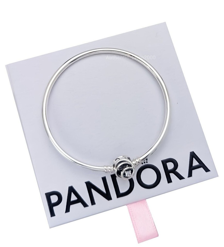 New 100% Authentic PANDORA 925 Ale Encircled Clasp Bangle Bracelet ...