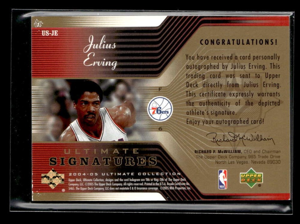 2004-05 Ultimate Collection Julius Erving Signatures Autograph Auto ...