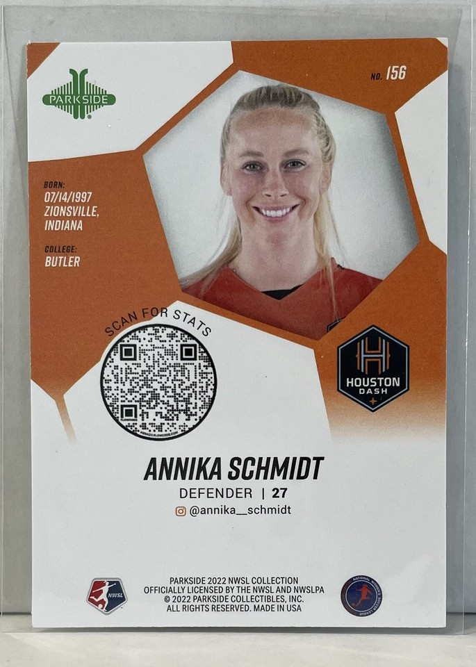 2022 Parkside NWSL Black And White Parallel 156 Annika Schmidt | eBay