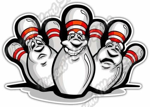 Happy Smiling Bowling Pins Pin Ball Strike Car Bumper Vinyl Sticker ...