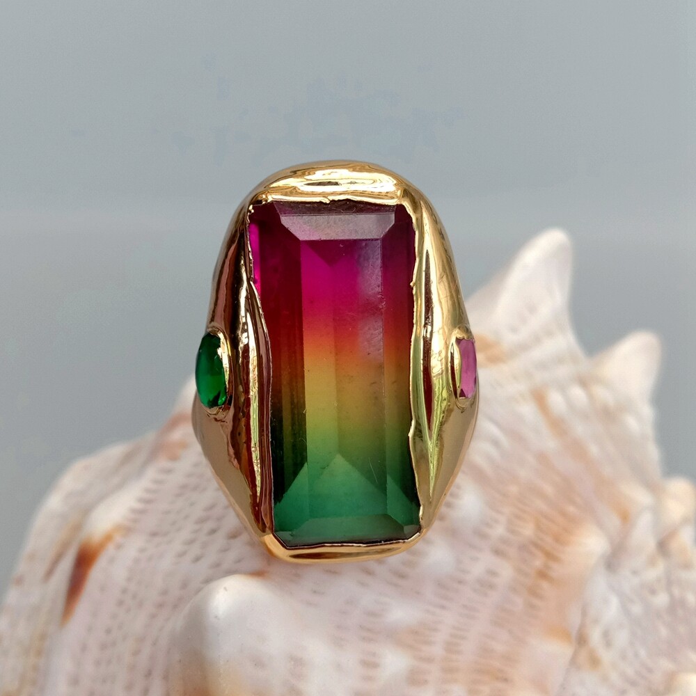 Multi Color Rainbow Rectangle Zirconia Finger Rings Dating Jewelry ...