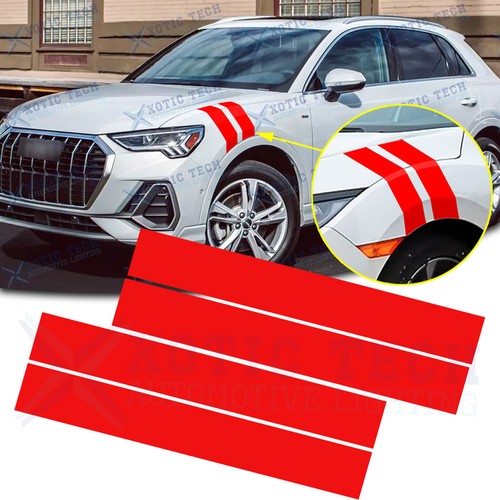 21.22" x 3.54" Vinyl Hash Stripe Auto Fender Double Stripe Stickers For ...