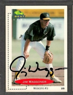 1991 Classic #89 Jim Waggoner Modesto A's Baseball Card Signed ...