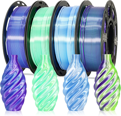 Dual Color Silk PLA 1.75Mm 3D Printer Filament Bundle, 4 Spools Pack 2 ...