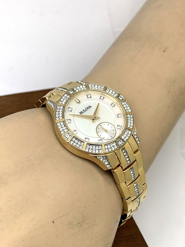 Bulova Womens Watch 98L283 Quartz Crystal Accent Mother of Pearl Dial ...